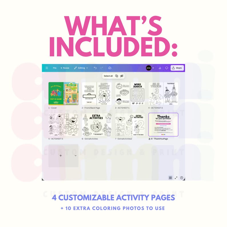 Editable 123 ABC Street Coloring Book Template | Kids Party Favor ...