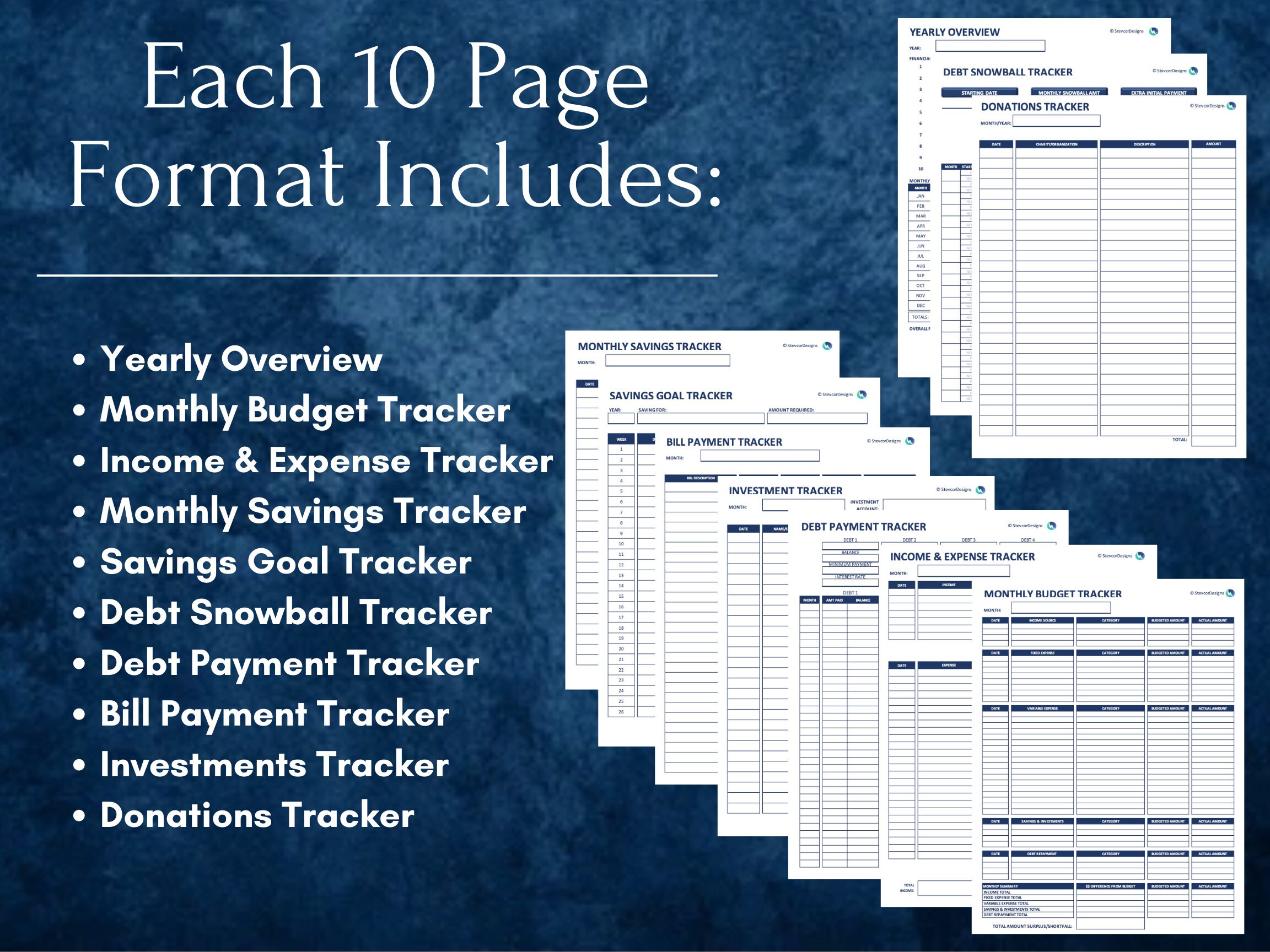 Personal Financial Worksheet Bundle | Printable Finance Planner ...