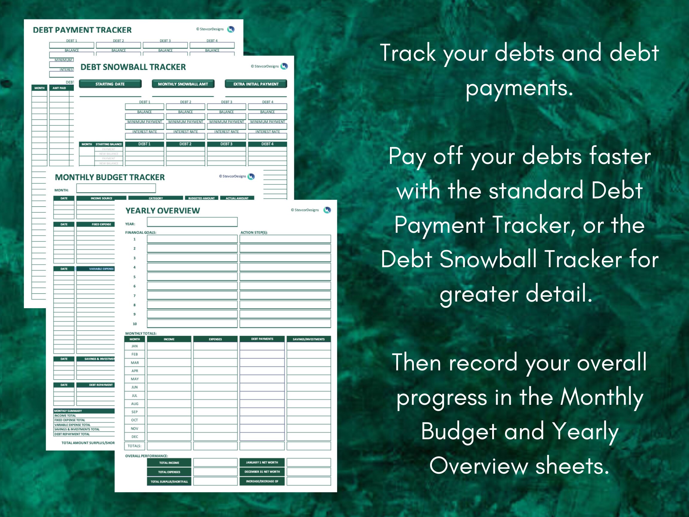 Personal Financial Worksheet Bundle | Printable Finance Planner ...