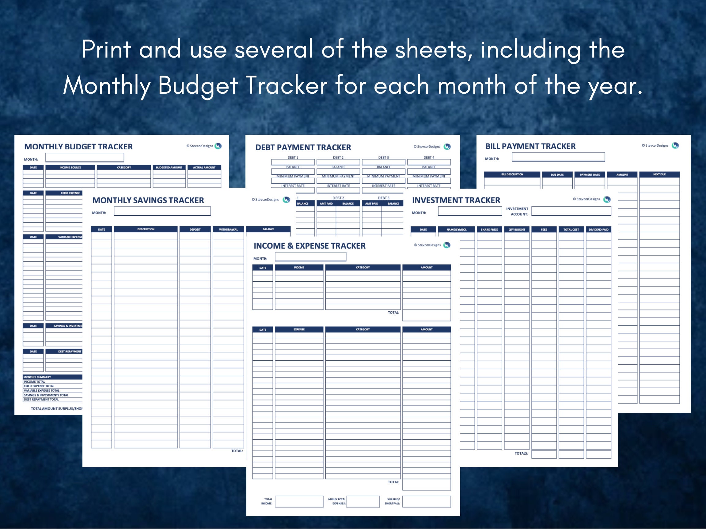 Personal Financial Worksheet Bundle | Printable Finance Planner ...