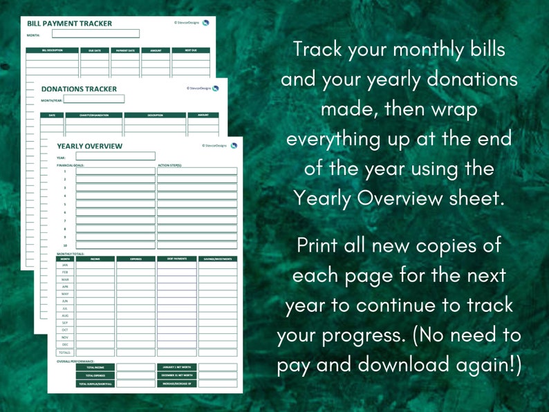 Personal Financial Worksheet Bundle | Printable Finance Planner ...