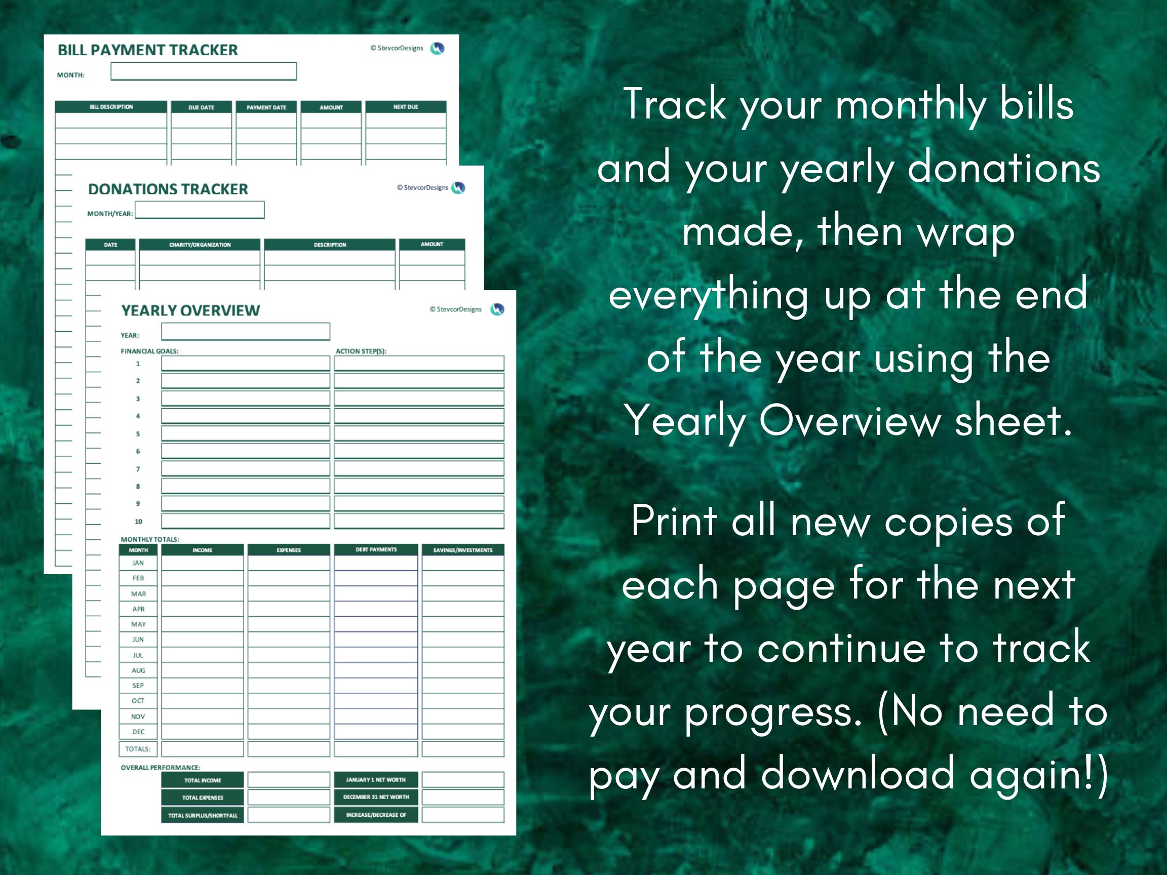 Personal Financial Worksheet Bundle | Printable Finance Planner ...