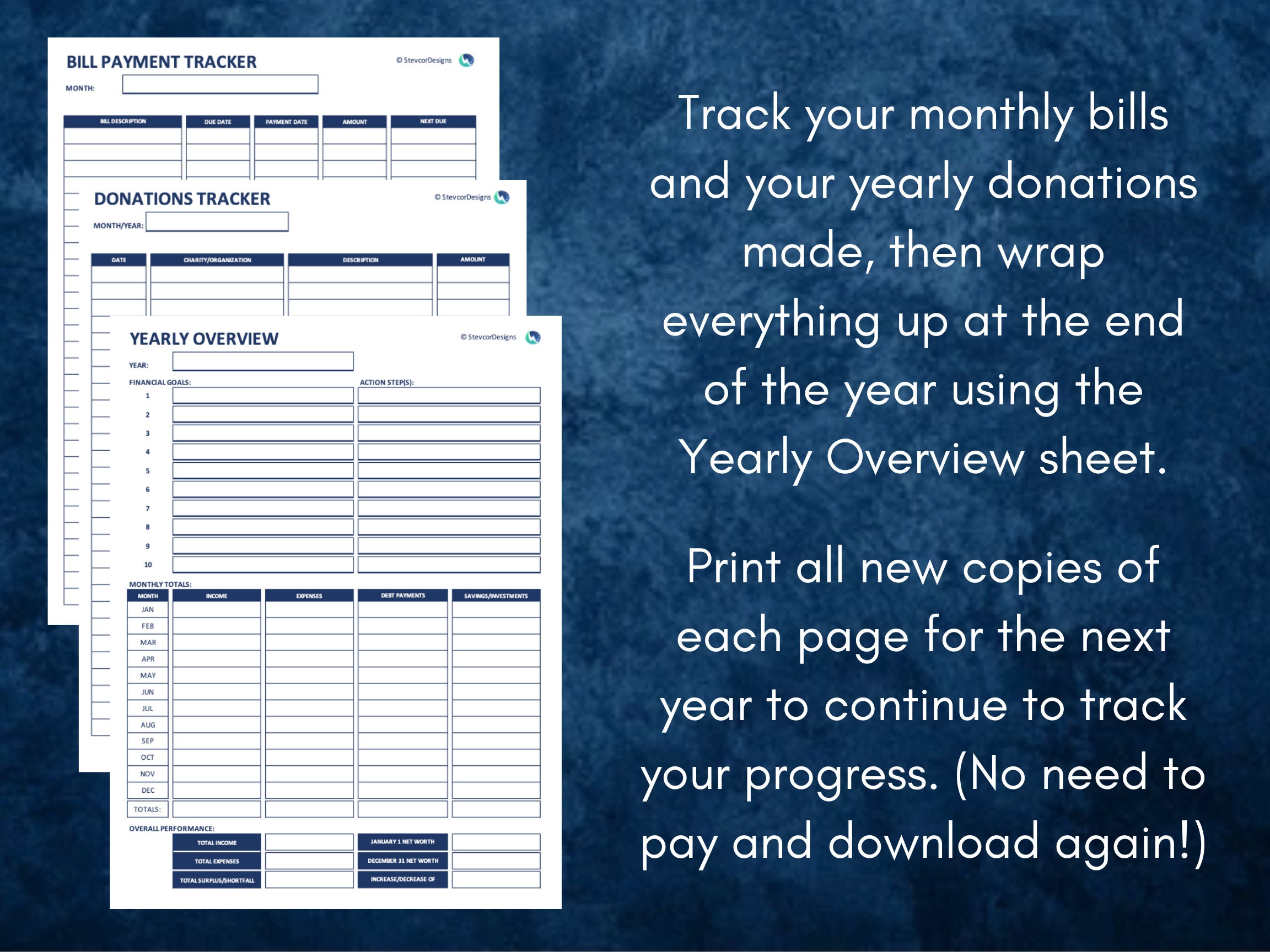 Personal Financial Worksheet Bundle | Printable Finance Planner ...