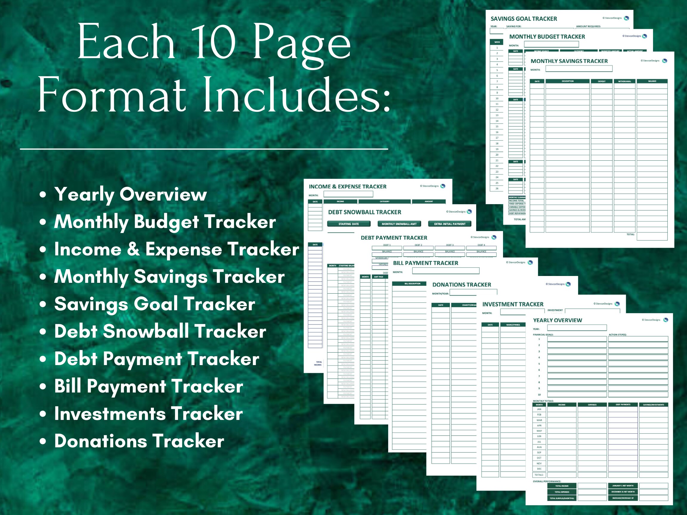 Personal Financial Worksheet Bundle | Printable Finance Planner ...