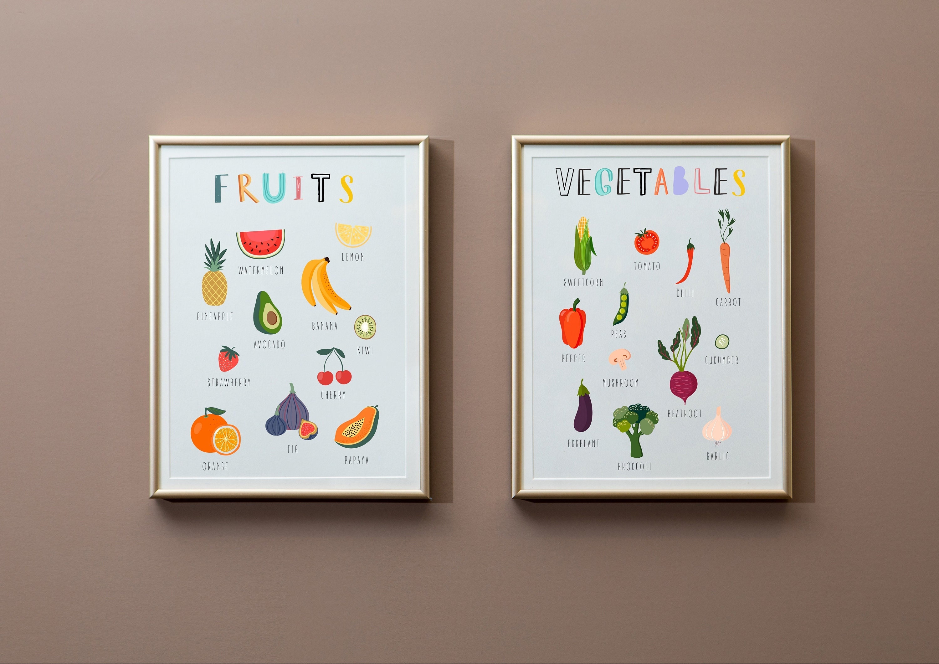 Fruits and Vegetables Downloadable Prints, Set of Two Prints ...