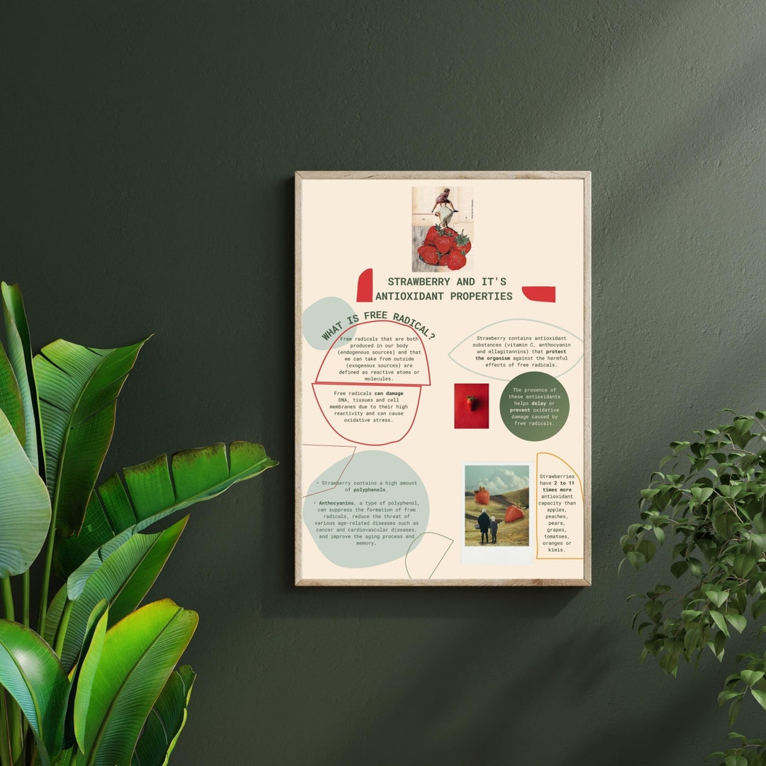 Vintage Strawberry Print, Antioxidants, Fruit Market Print, Nutrition ...