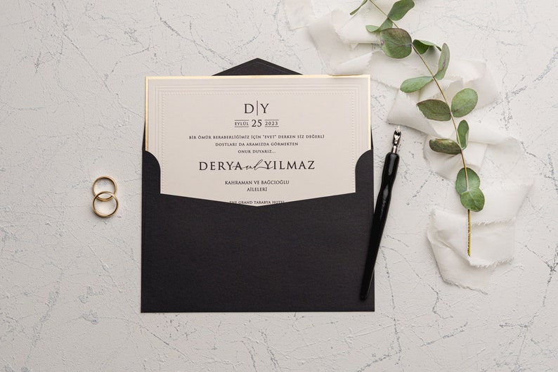 Wedding Invitation Paper Invitations Paper Black | Etsy