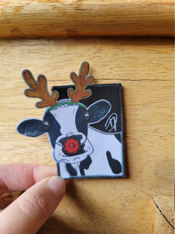Rudolph the Red-nosed Cow. Water Bottle Sticker Car Decal - Etsy