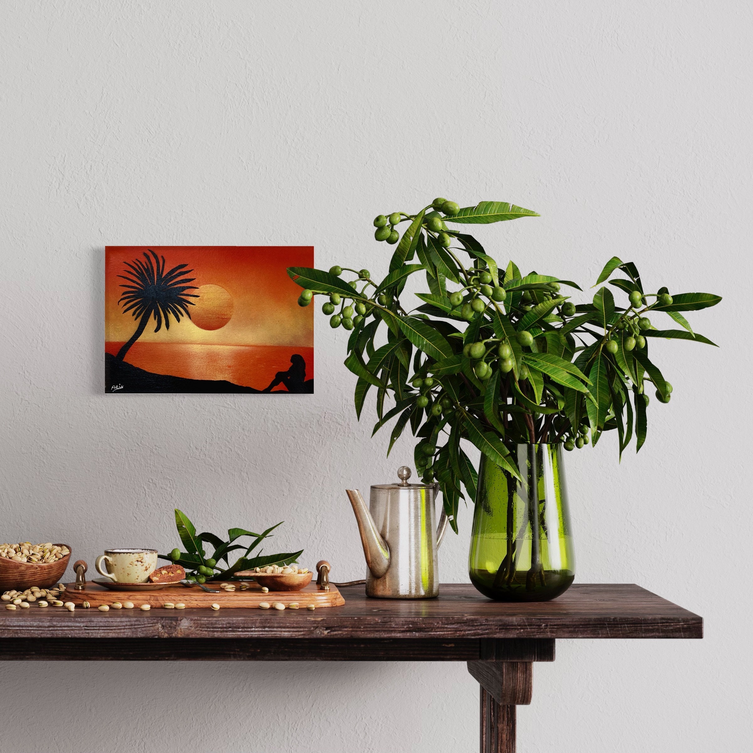 Girl at Tropical Beach Spray Painting on Canvas - Etsy