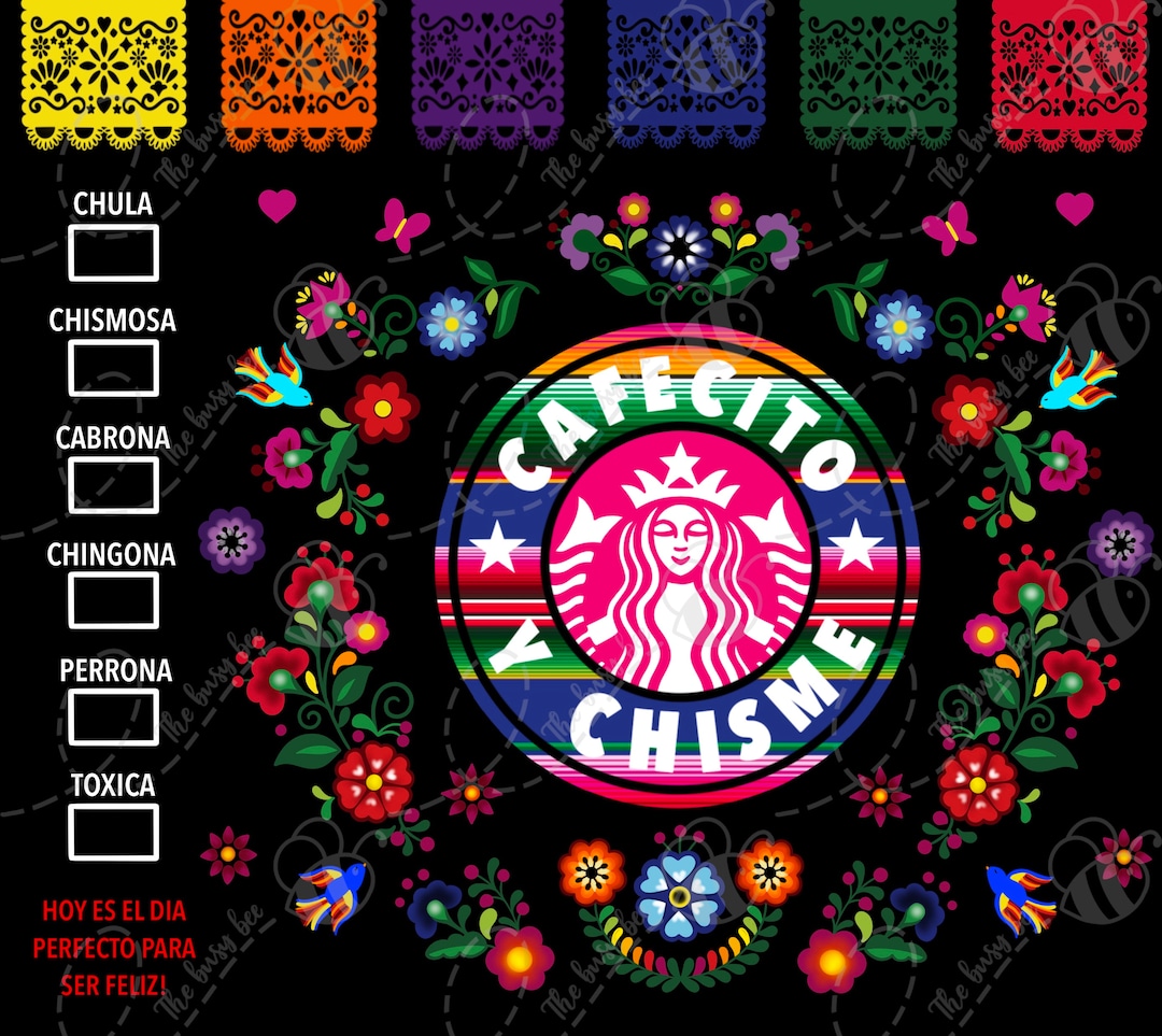 Cafecito Y Chisme Primary Colors Blk Background 20oz Tumbler Wrap - Etsy