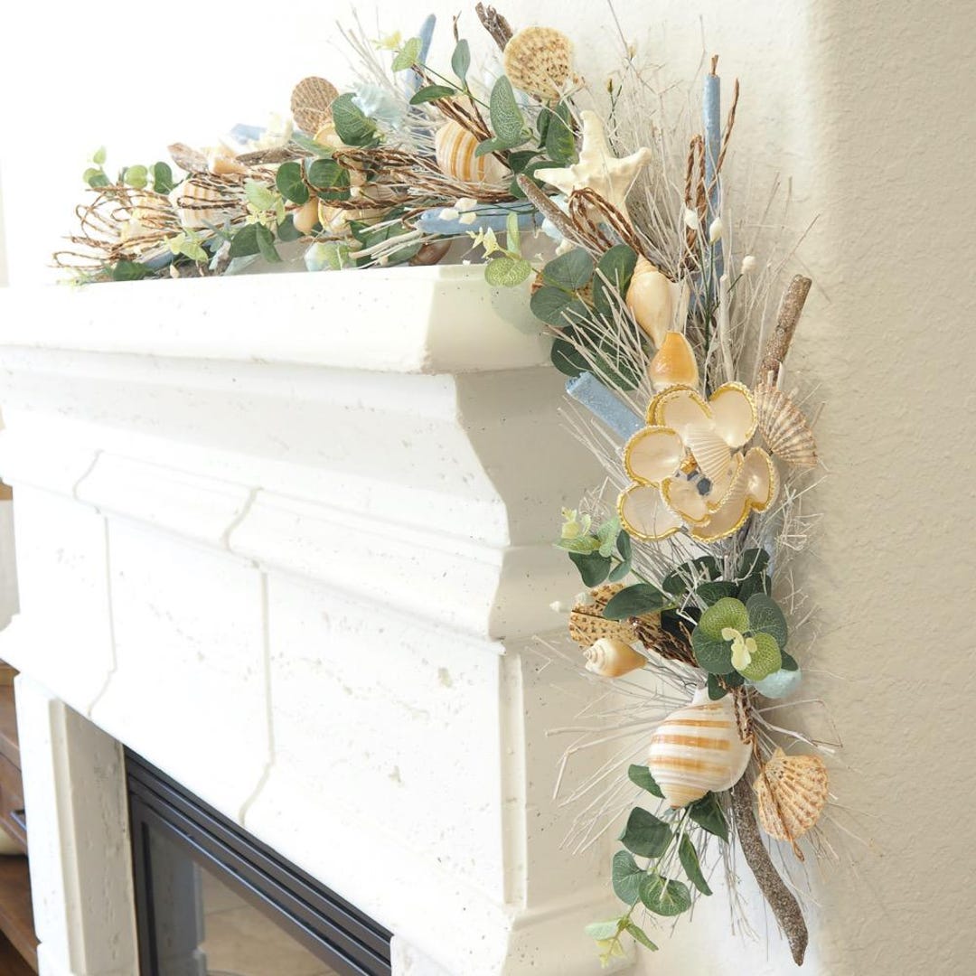 Handcrafted Coastal Shell Garland: Capiz, Driftwood & Faux Foliage ...