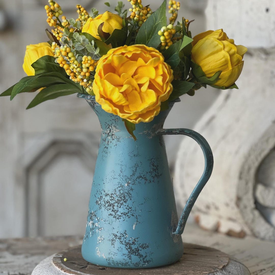 Rustic Blue Decorative Pitcher – Vintage Farmhouse Decor - Final Sale ...