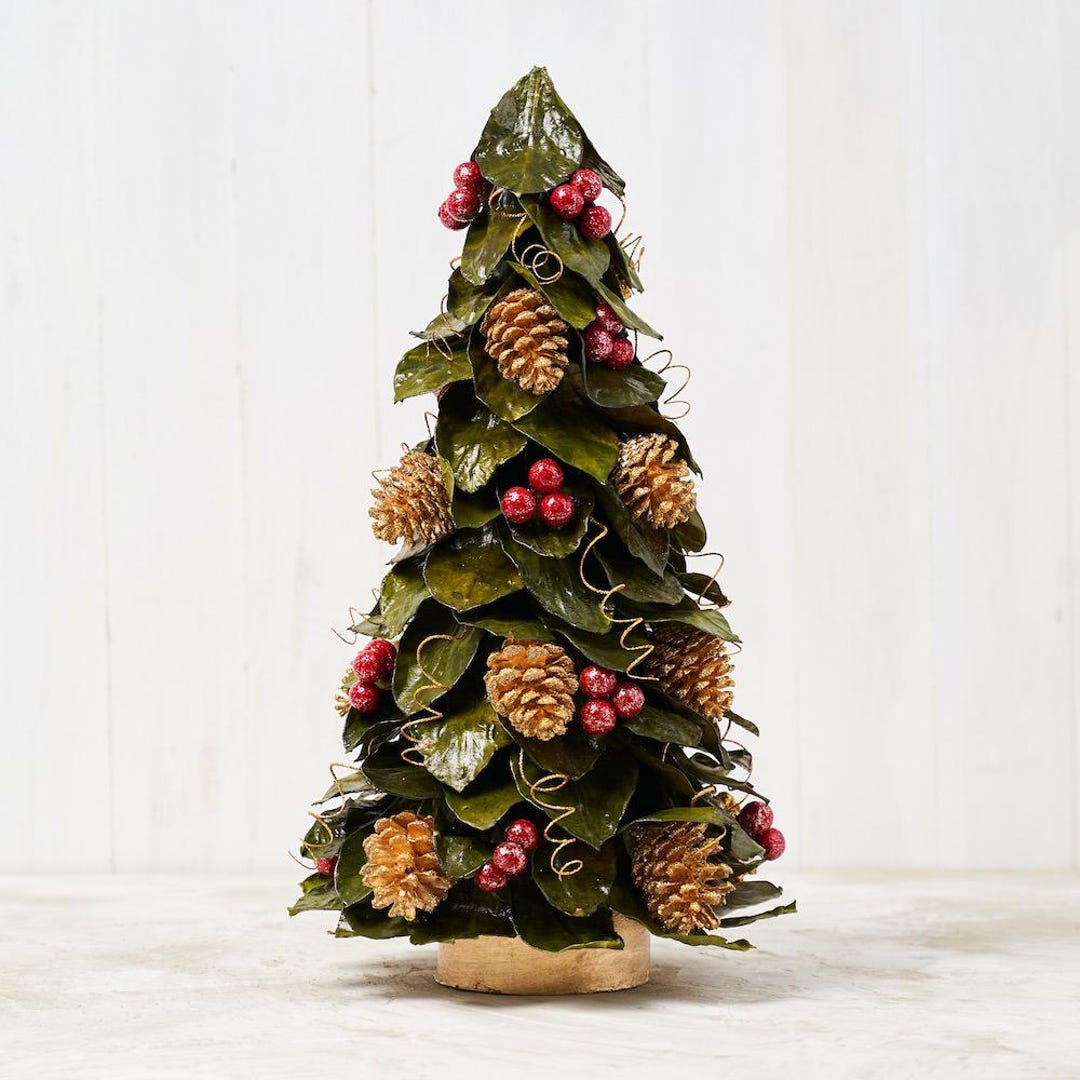 Handcrafted Green Natural Jackfruit Leaf 24" Christmas Cone Tree ...