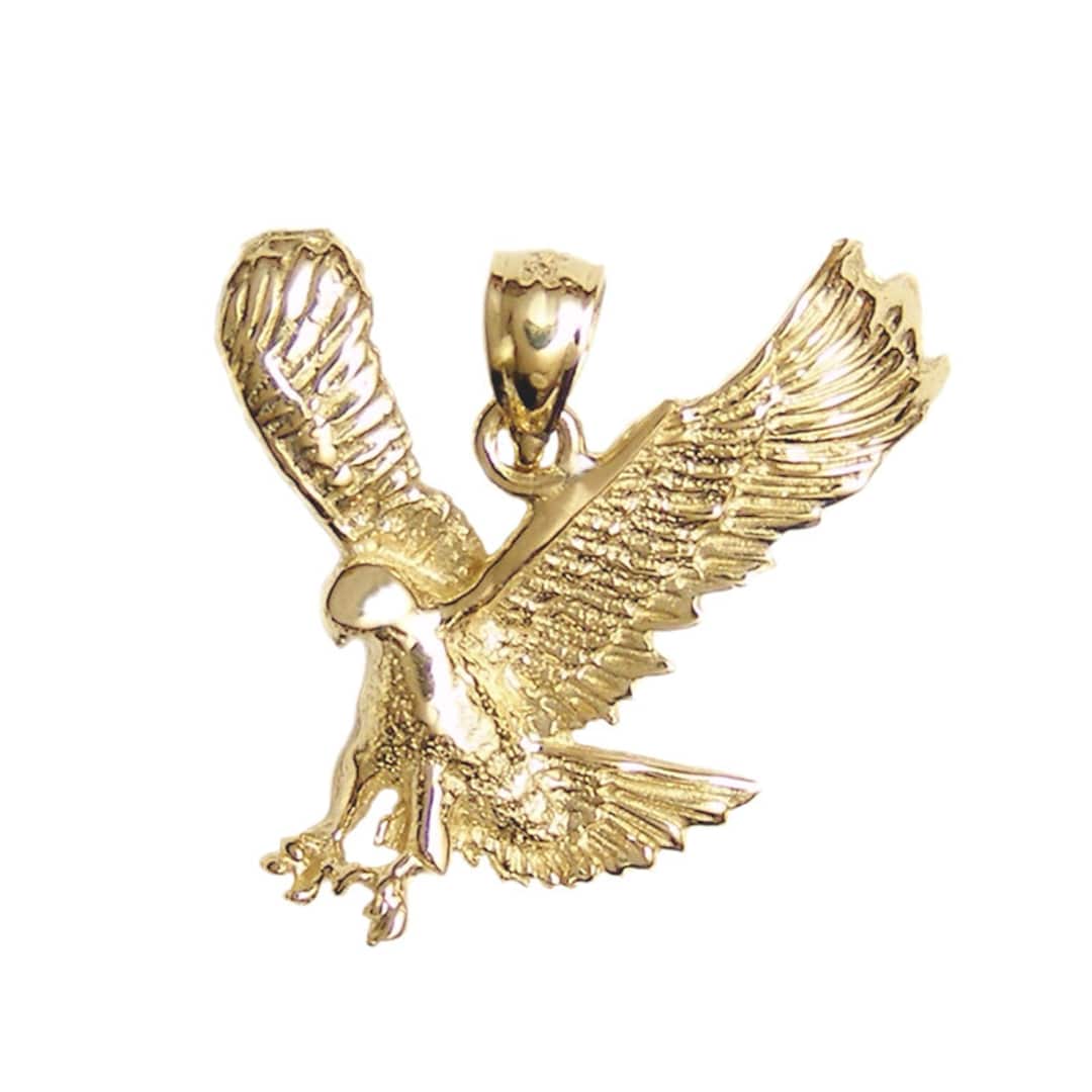 New 14k Gold Eagle Pendant - Etsy