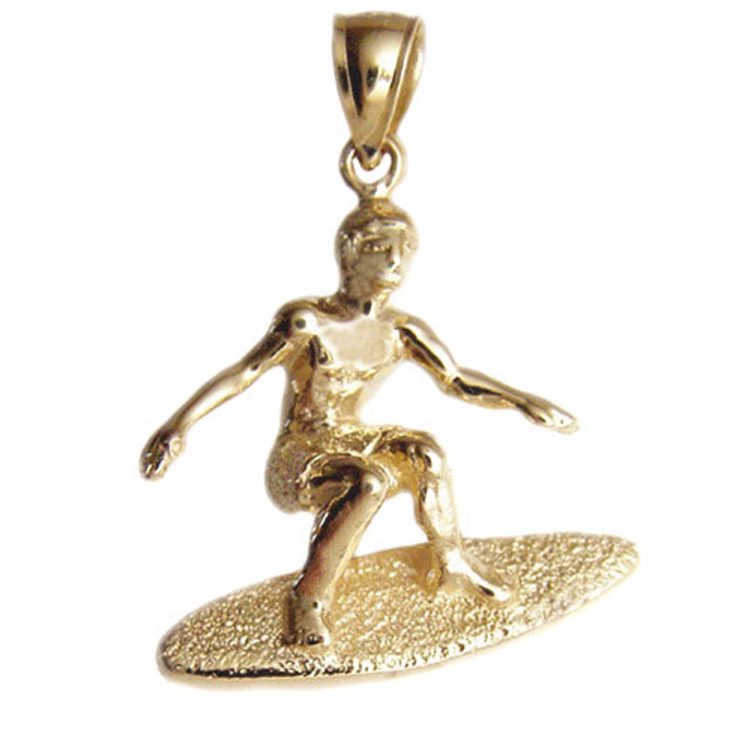 New 14k Gold Surfer Pendant - Etsy