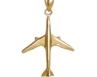 Gold Airplane Charm | Etsy