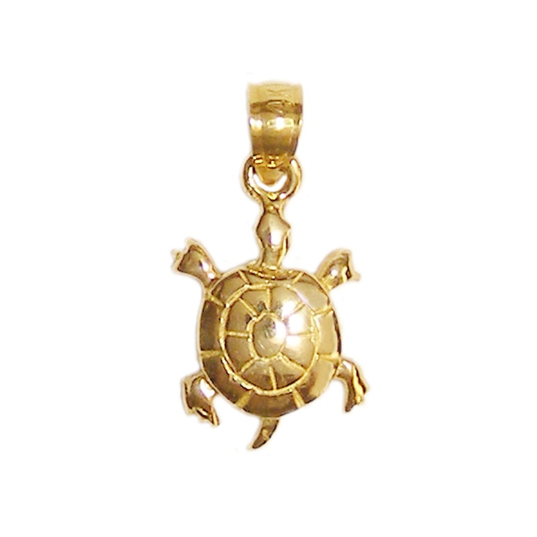 New 14k Gold Sea Turtle Pendant - Etsy