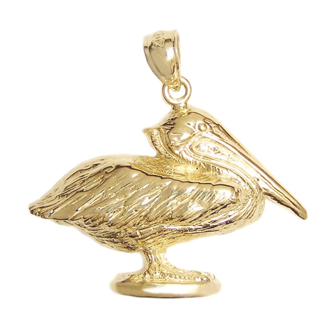 New 14k Gold Pelican Bird Pendant - Etsy