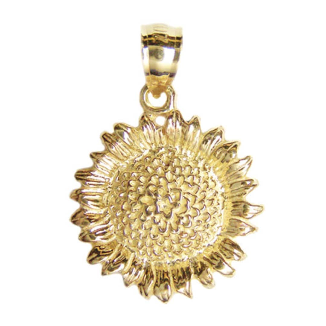 New 14k Gold Sunflower Pendant - Etsy