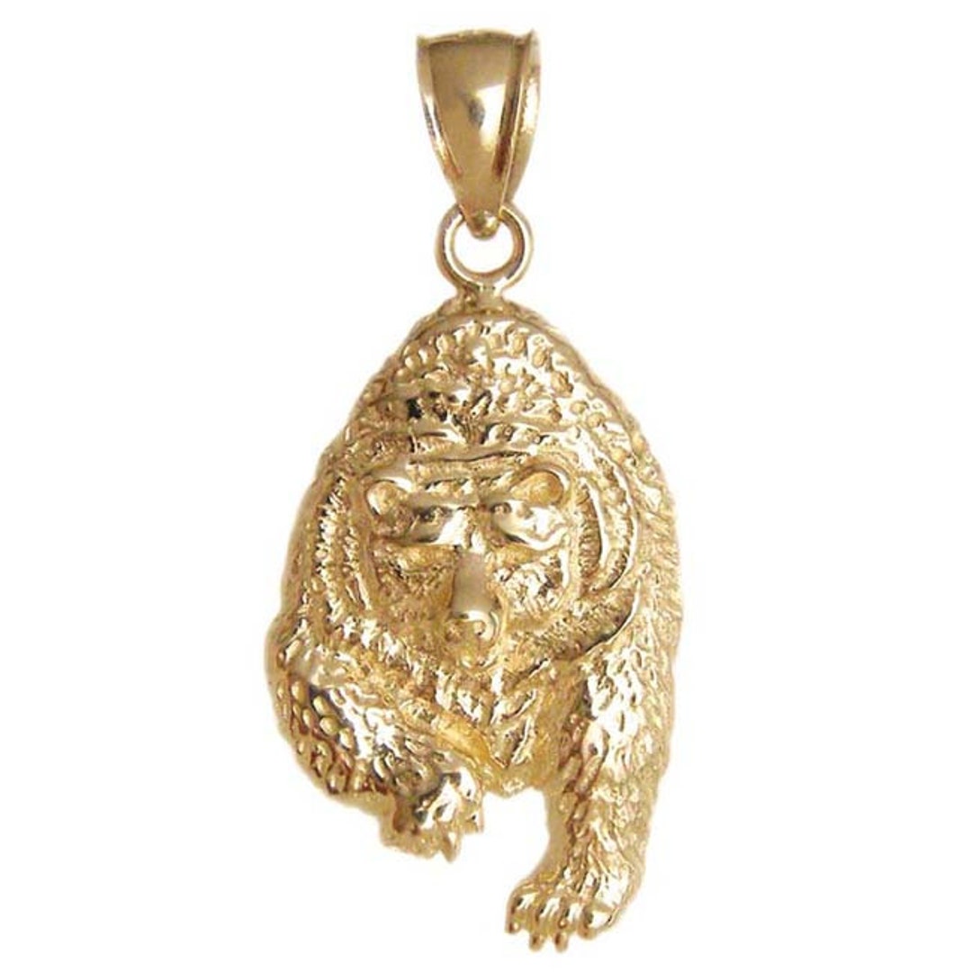 New 14k Gold Grizzly Bear Pendant - Etsy