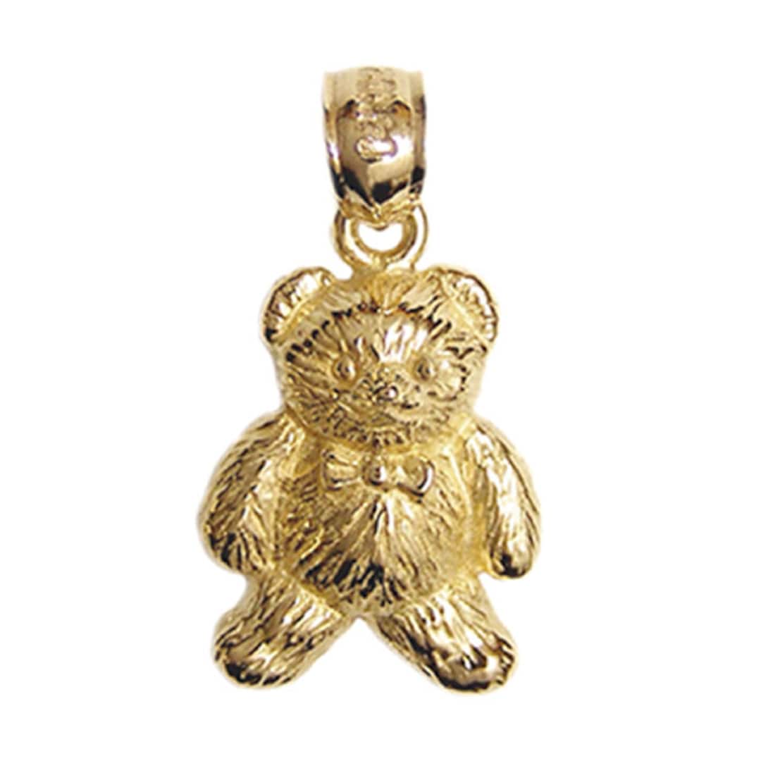 New 14k Gold Teddy Bear Pendant - Etsy