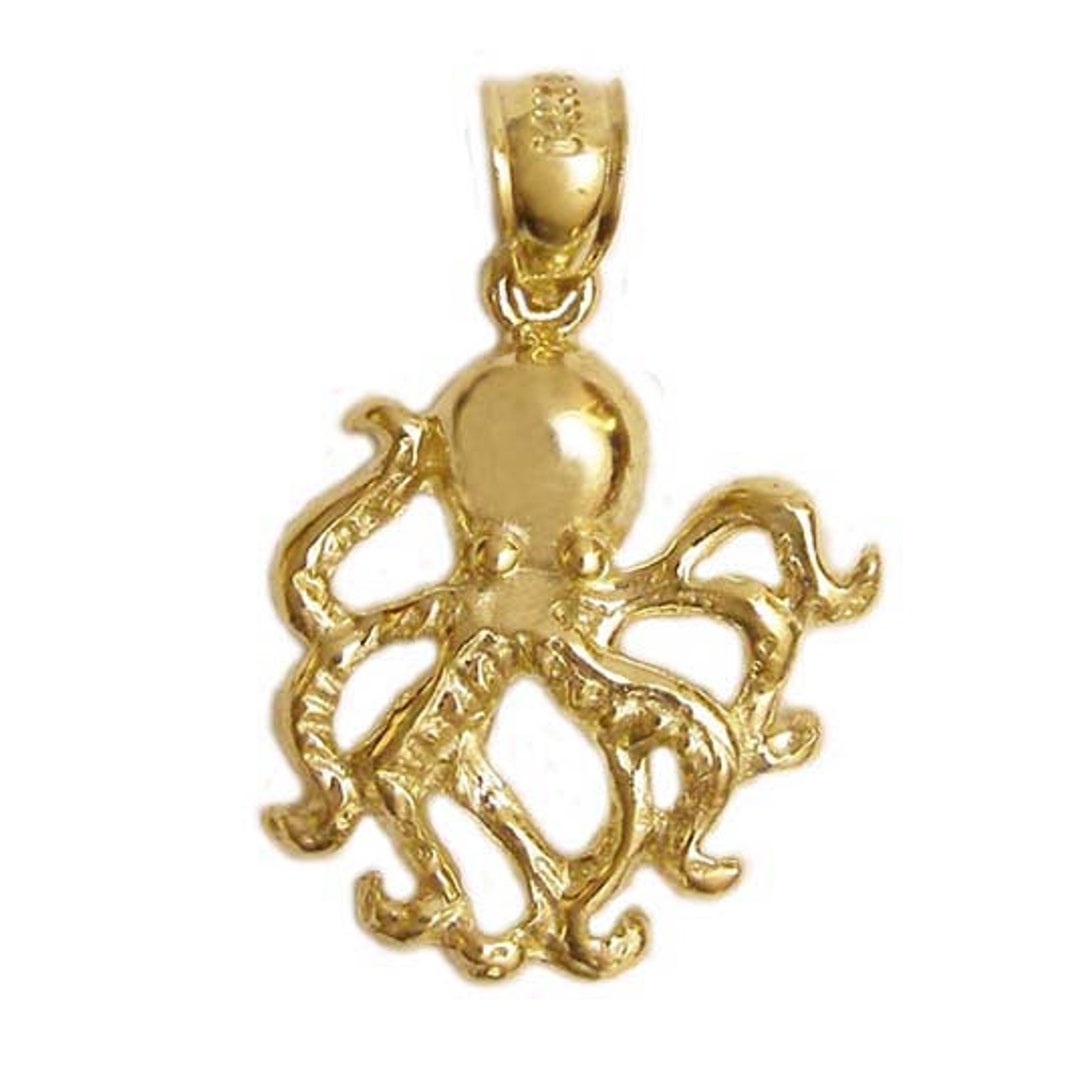 New 14k Yellow Gold Octopus Pendant - Etsy