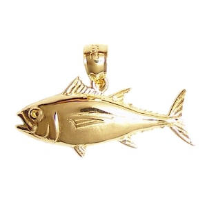 New 14k Gold Tuna Pendant - Etsy