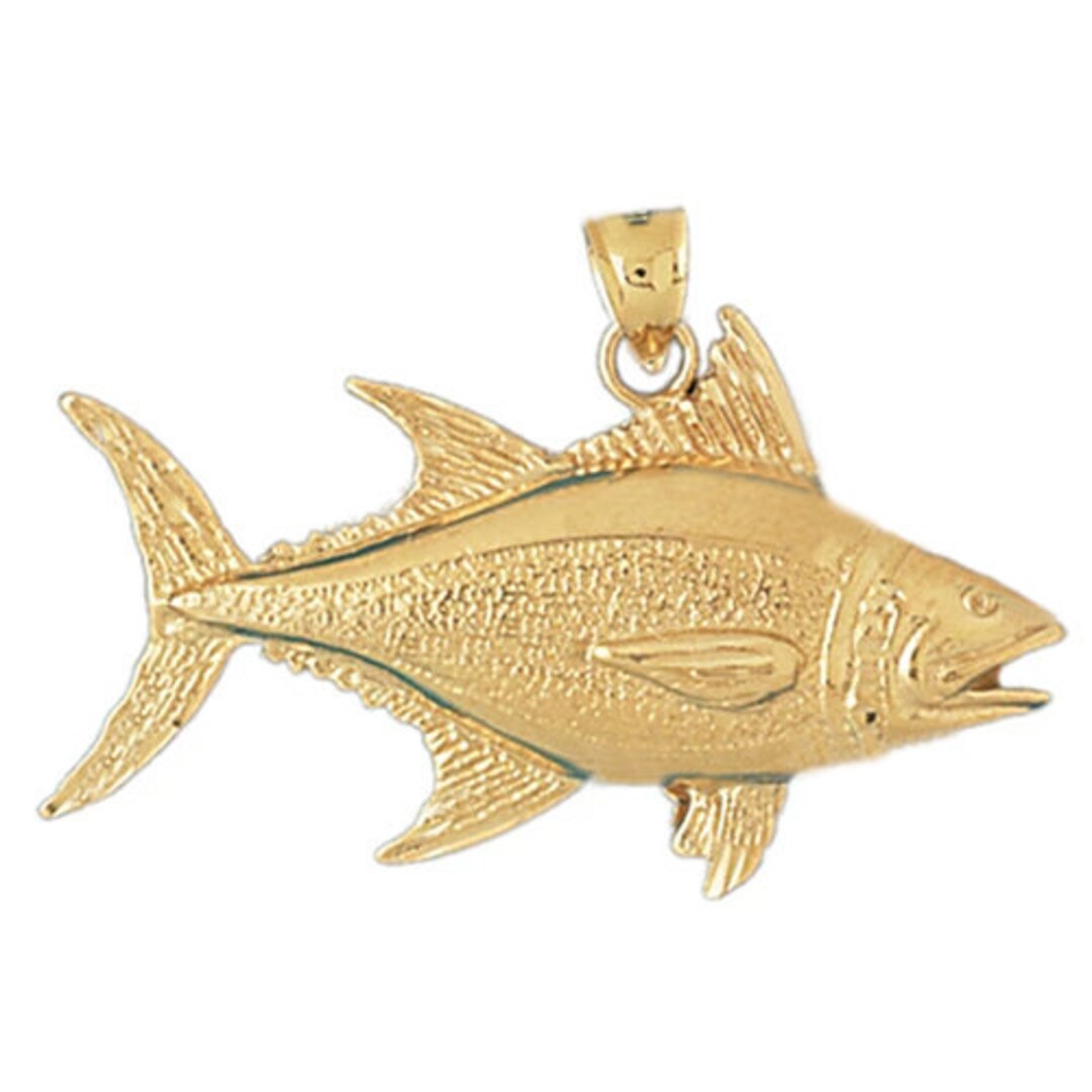 New 14k Gold Tuna Fish Pendant - Etsy