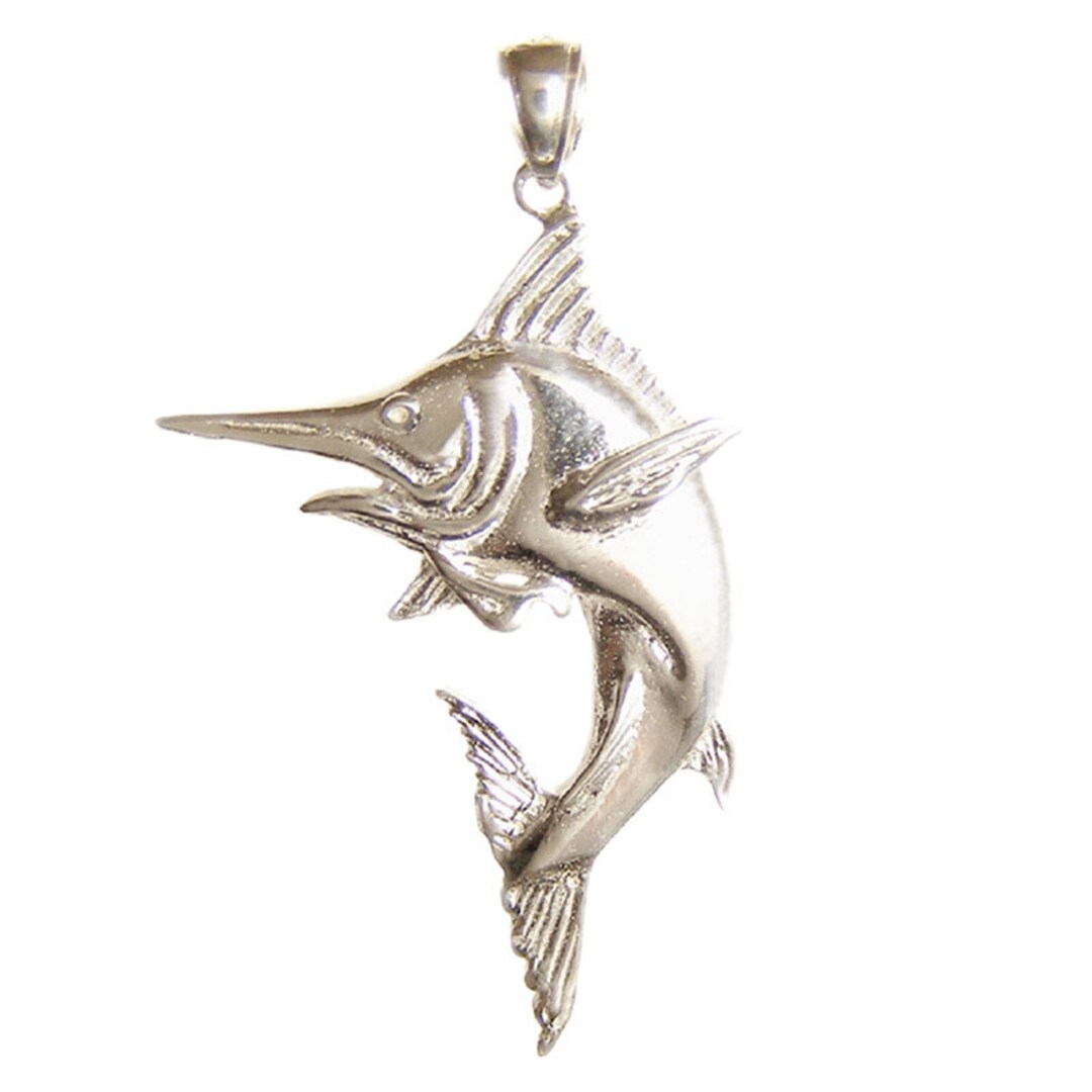 New .925 Sterling Silver Marlin Fish Pendant - Etsy