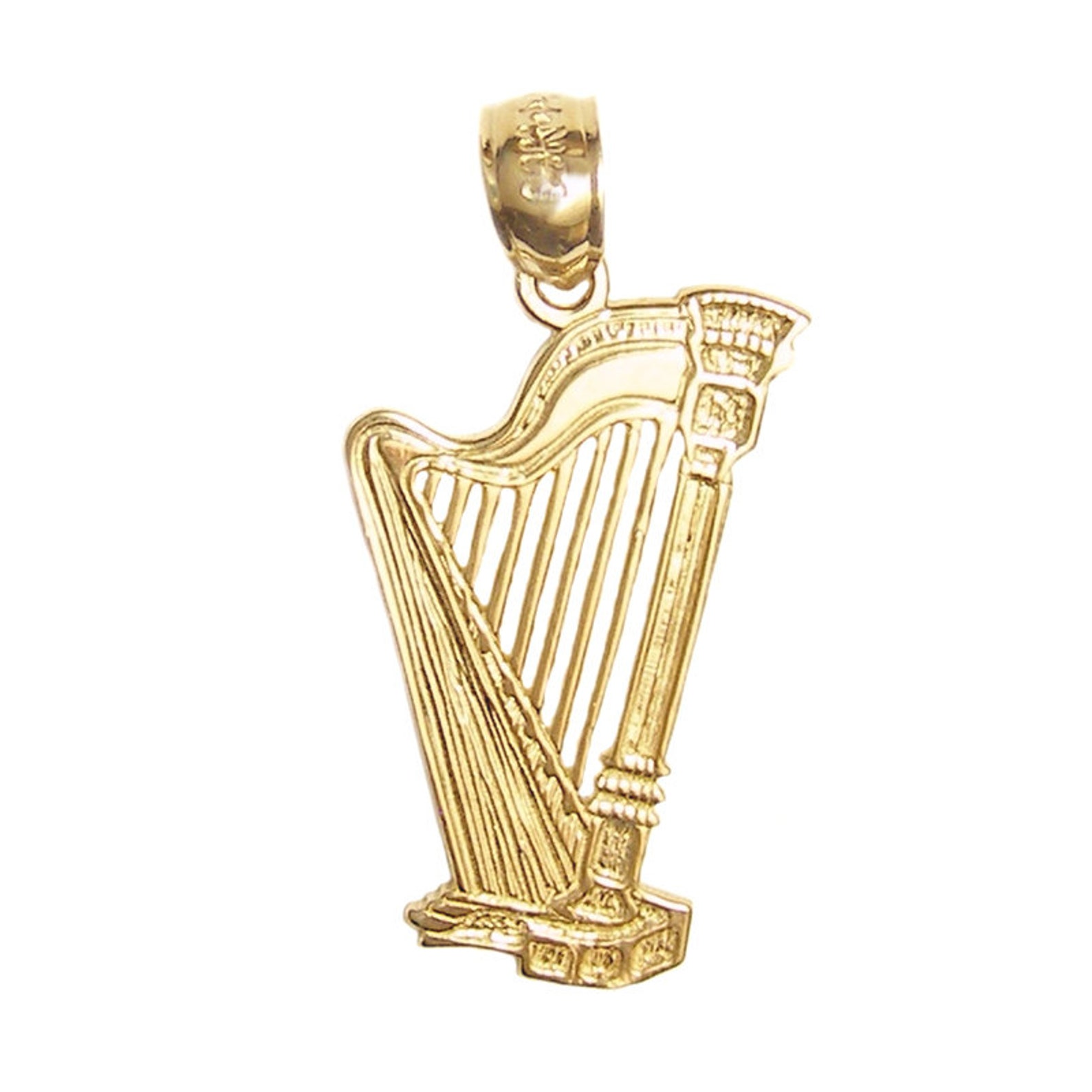 New 14k Gold Musical Instrument Harp Pendant - Etsy