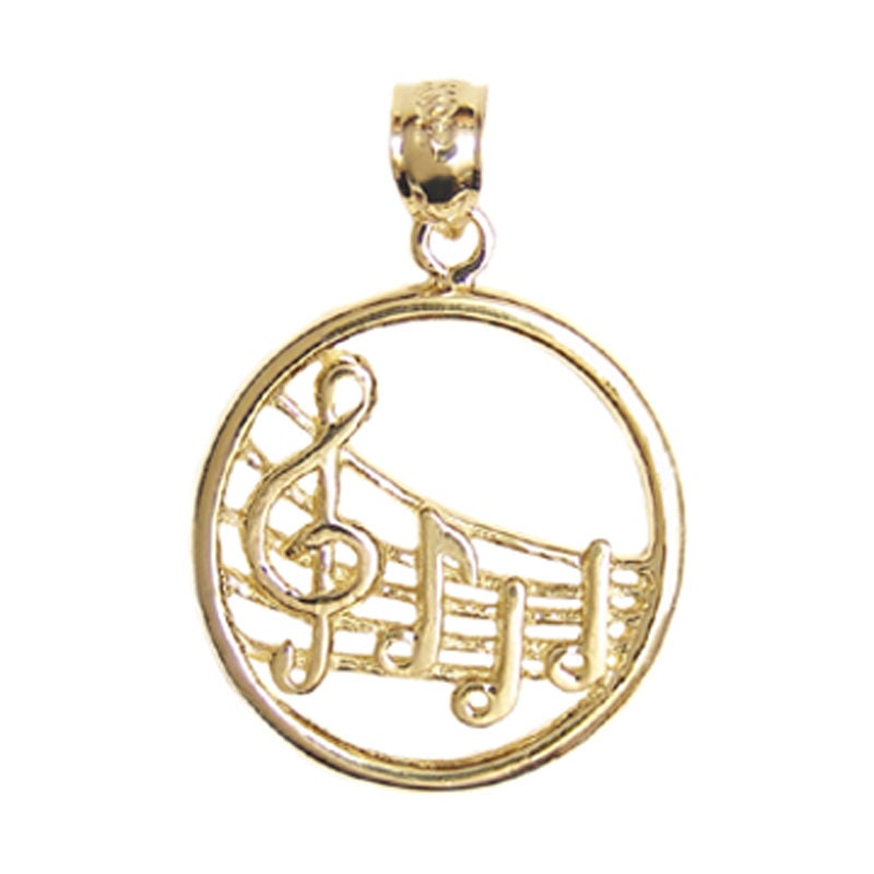 New 14k Gold Musical Note Pendant - Etsy