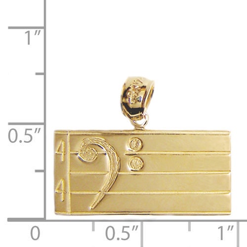 New 14k Gold Bass Clef Musical Note Pendant - Etsy