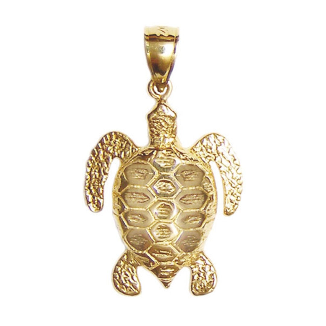 New 14k Gold Sea Turtle Pendant - Etsy