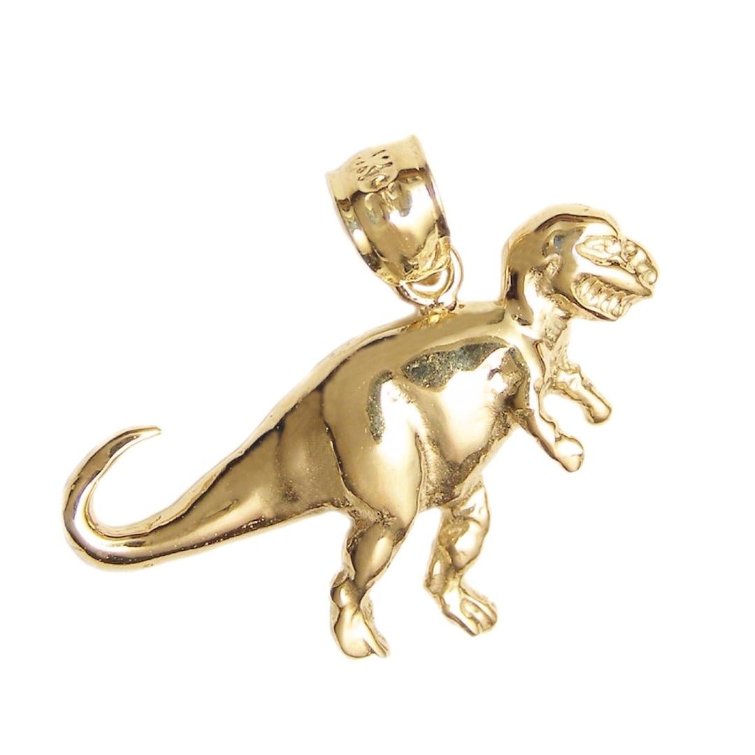 New 14k Yellow Gold T-rex Dinosaur Pendant - Etsy