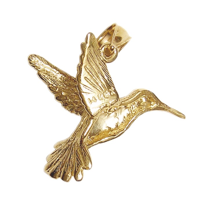 New 14k Gold Hummingbird Pendant - Etsy