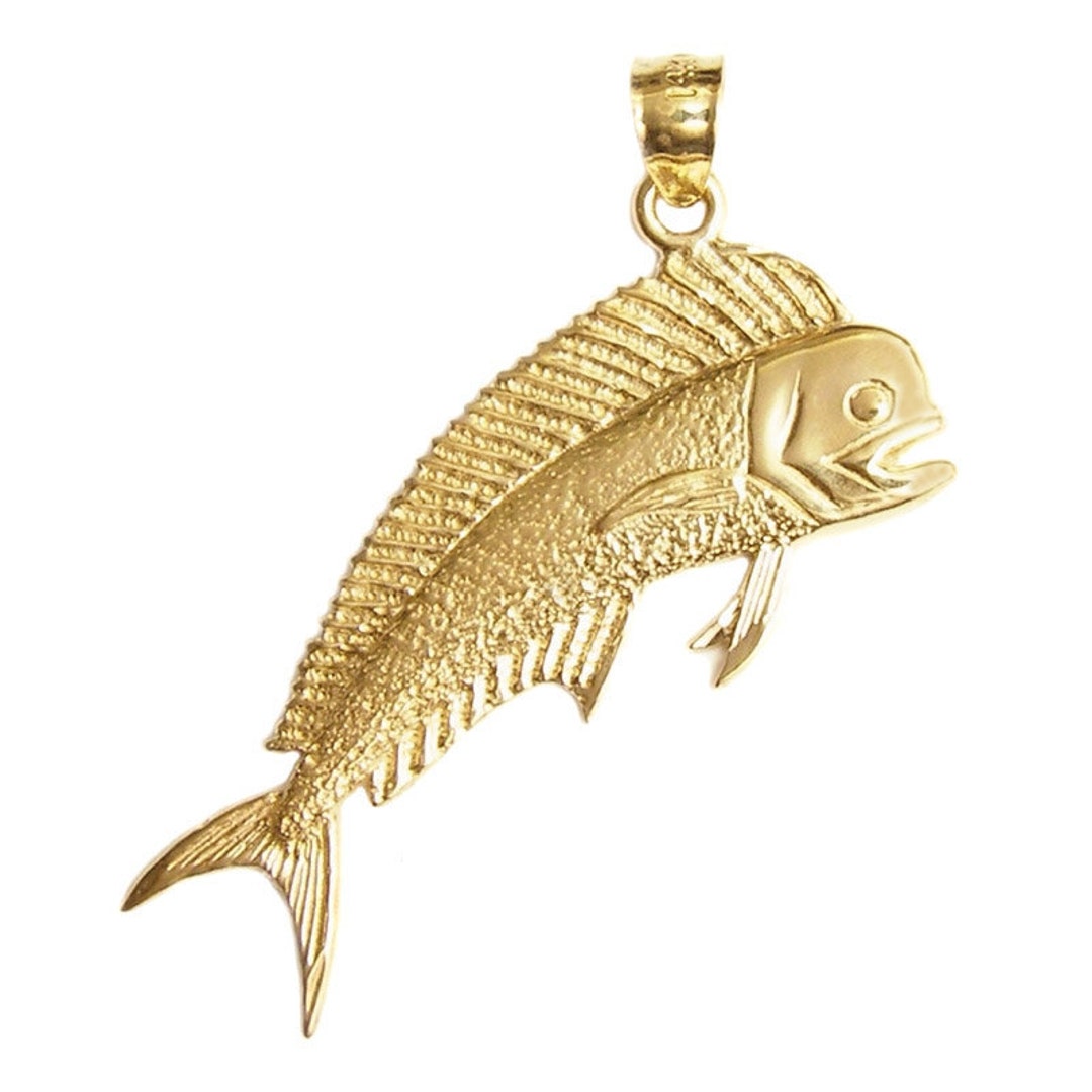 New 14k Gold Mahi Mahi Fish Pendant - Etsy