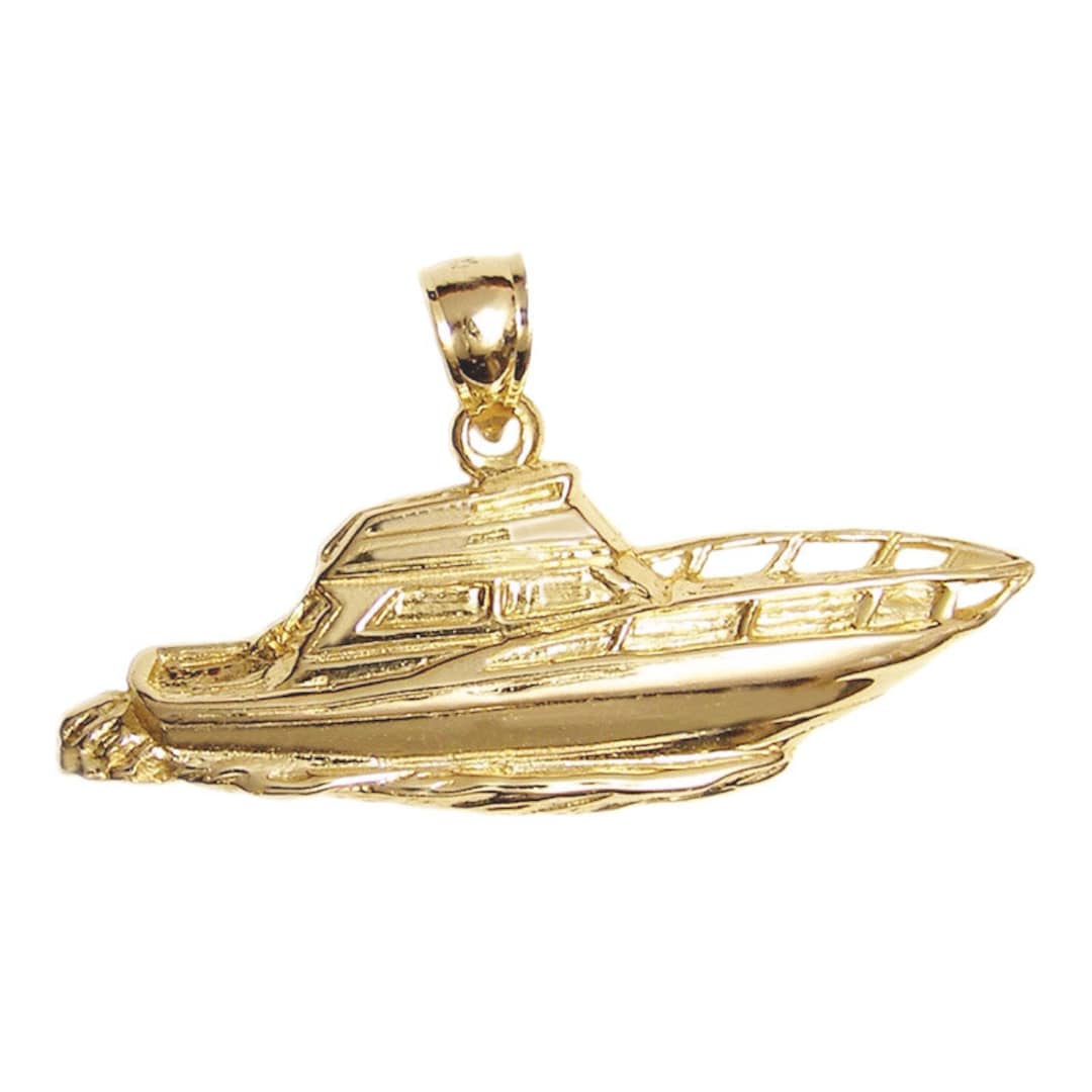 New 14k Gold Sport Fishing Boat Pendant - Etsy