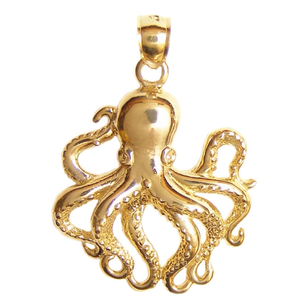 New 14k Yellow Gold Octopus Pendant - Etsy
