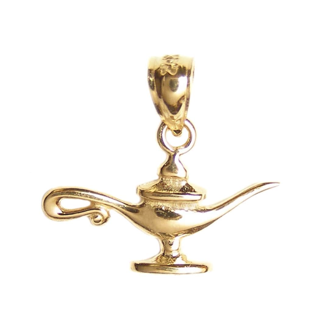New 14k Gold Genie Lamp Aladdin Charm Pendant - Etsy
