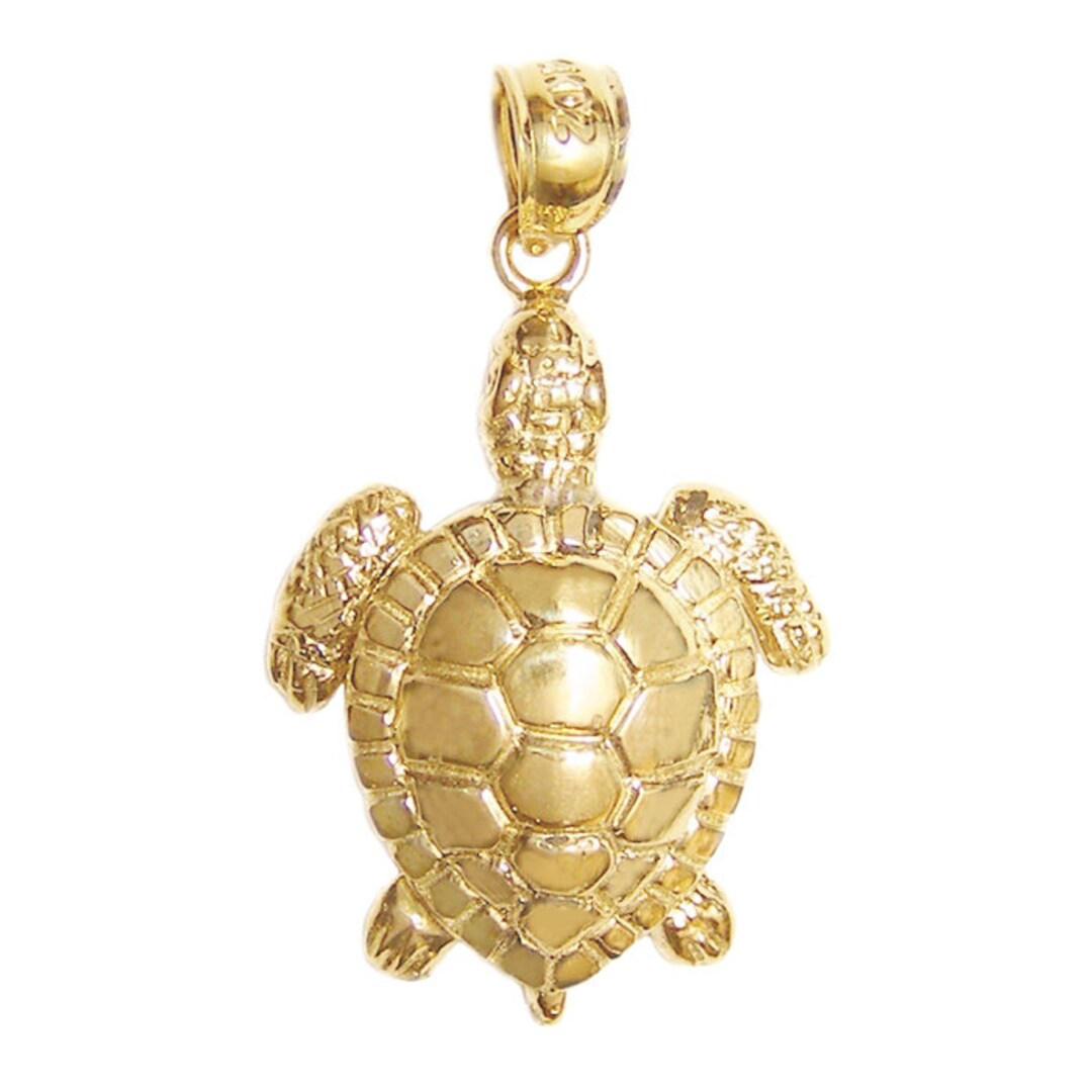 New 14k Gold Sea Turtle Pendant - Etsy