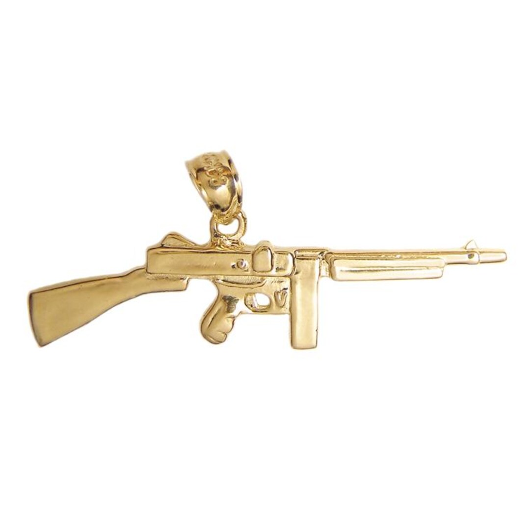 New 14k Gold 3D Thompson Machine Gun Pendant - Etsy