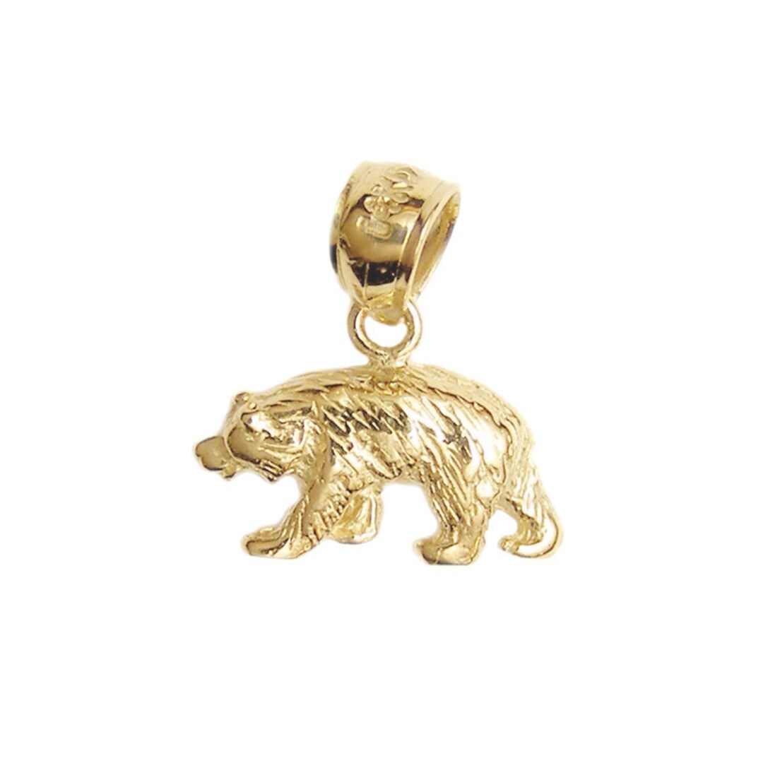 New 14k Gold Small Bear Pendant - Etsy