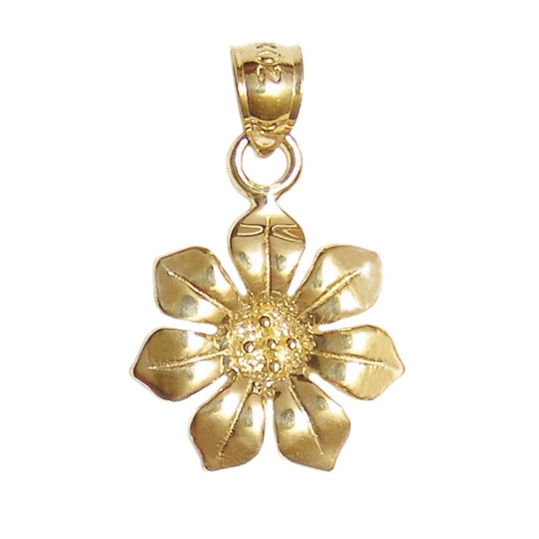 New 14k Gold Daisy Flower Pendant - Etsy