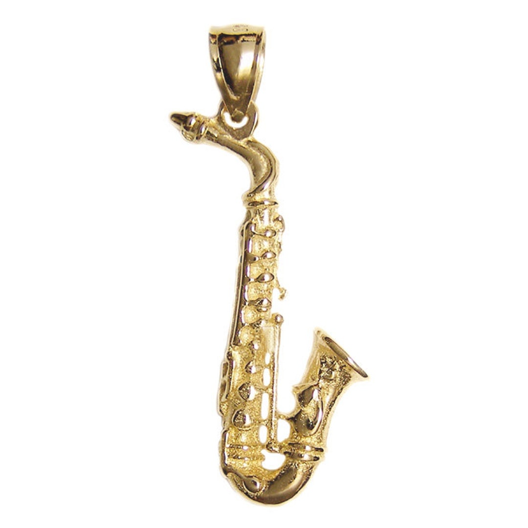 New 14k Gold 3D Saxophone Pendant - Etsy