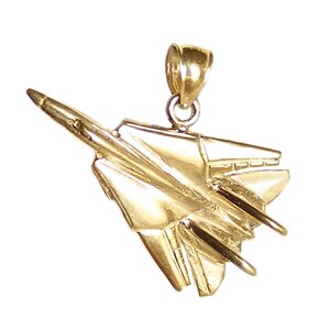 New 14k Gold Fighter Jet Pendant - Etsy