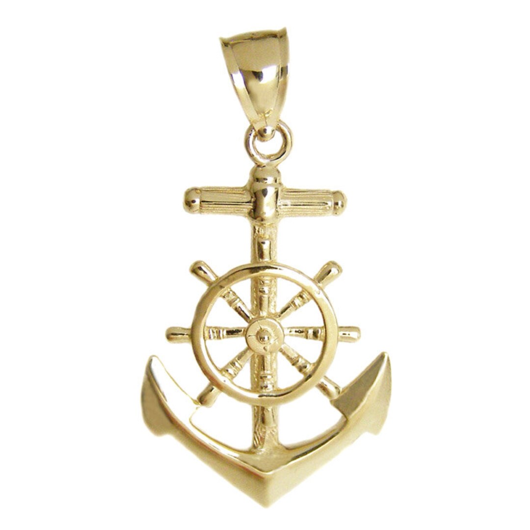 New 14k Gold Anchor Pendant - Etsy