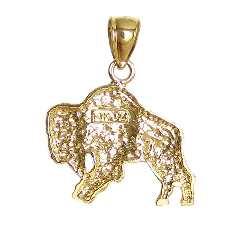 14k Gold Bison Pendant - Etsy