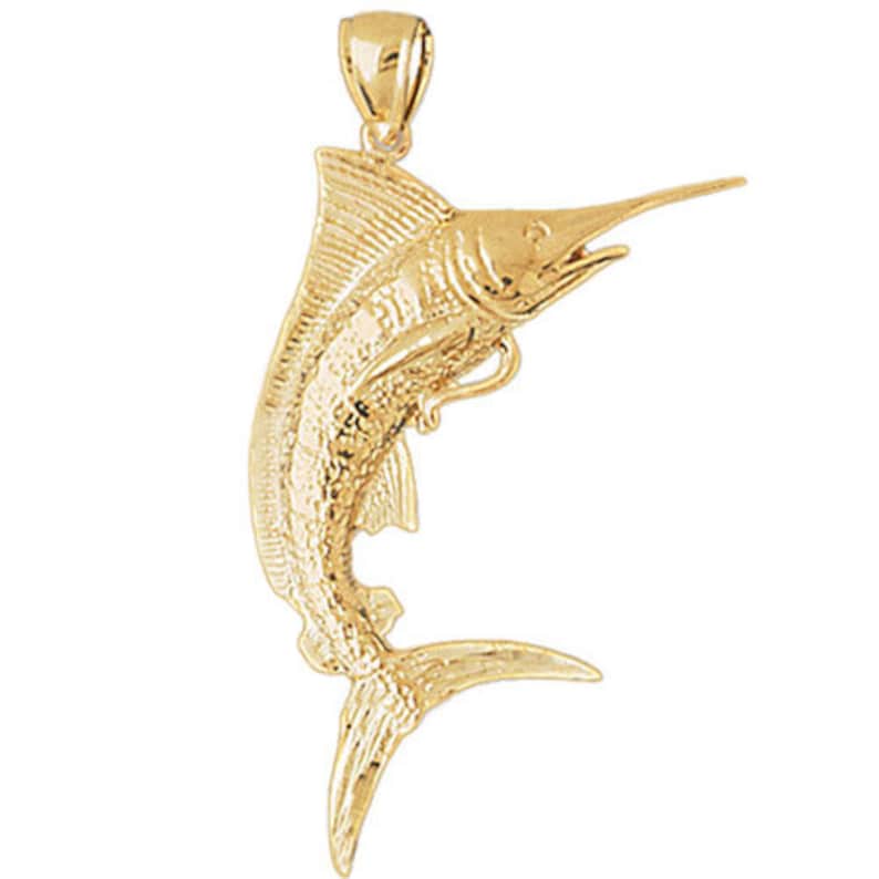 New 14k Gold 3D Marlin Fish Pendant - Etsy