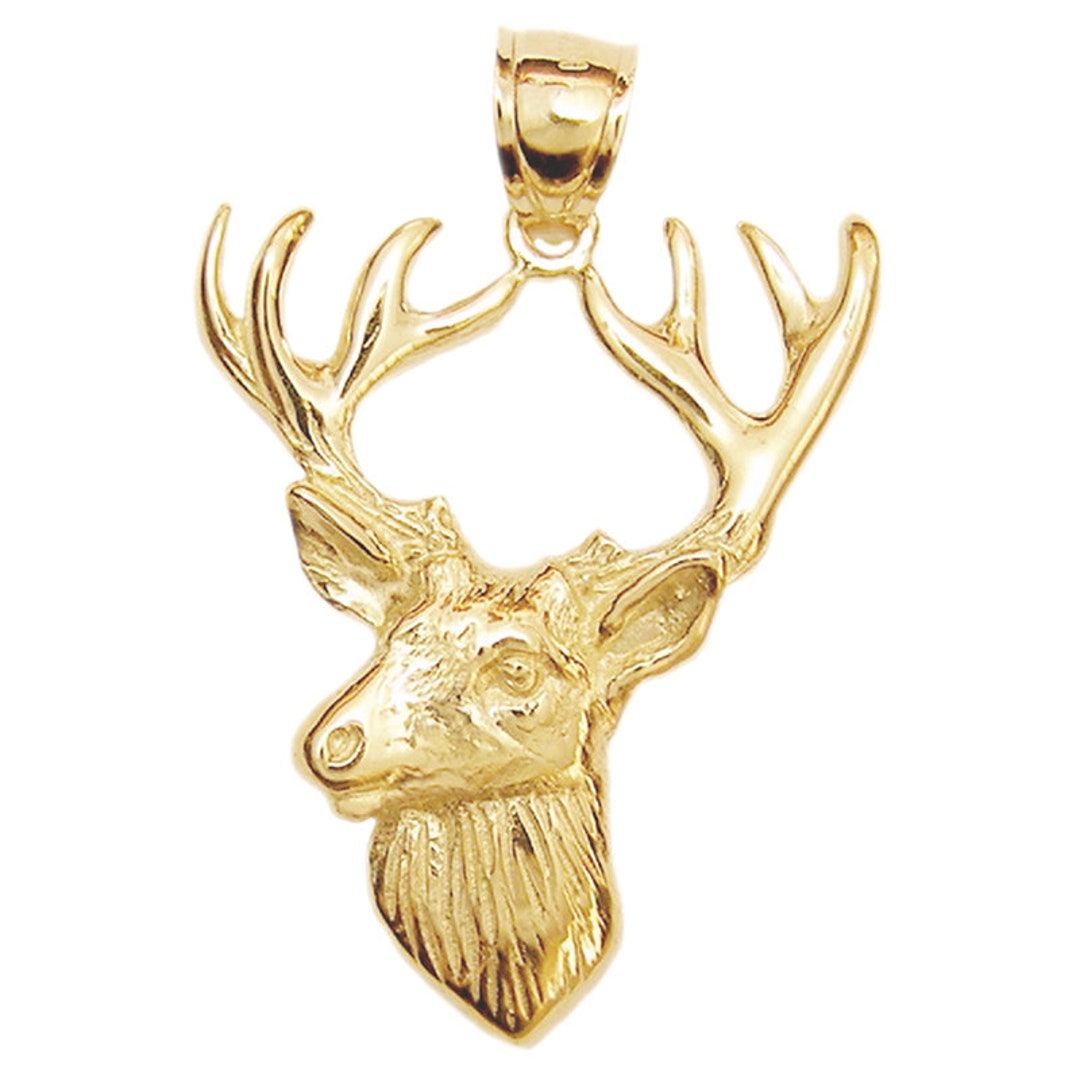 New 14k Gold Buck Antler Deer Pendant - Etsy