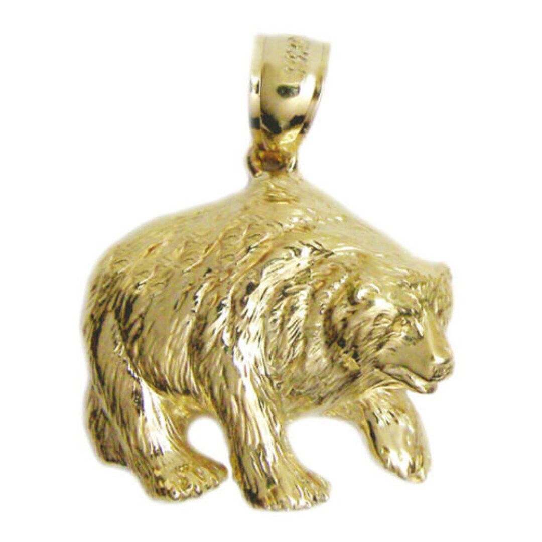 New 14k Yellow Gold Grizzly Bear Pendant - Etsy